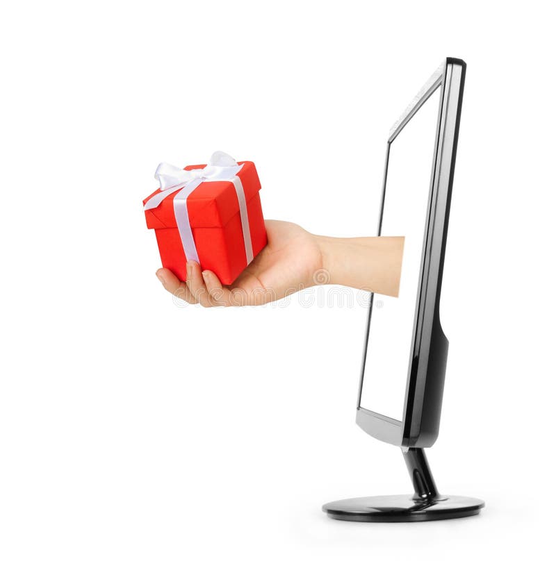 Man Hand with a Christmas Gift Stock Photo - Image of notebook, gift ...