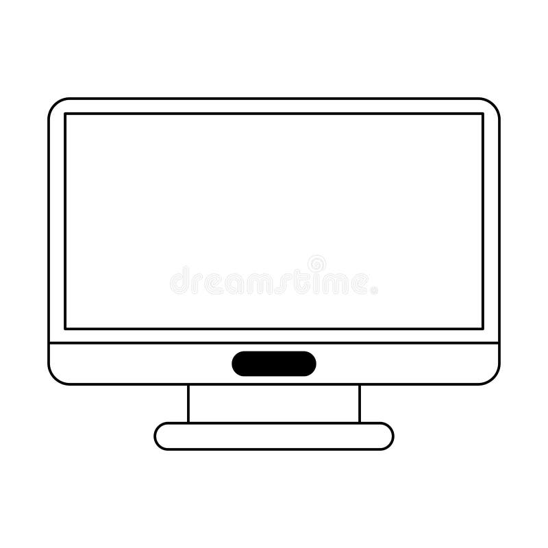 Computer Screen Hardware in Black and White Stock Vector - Illustration ...