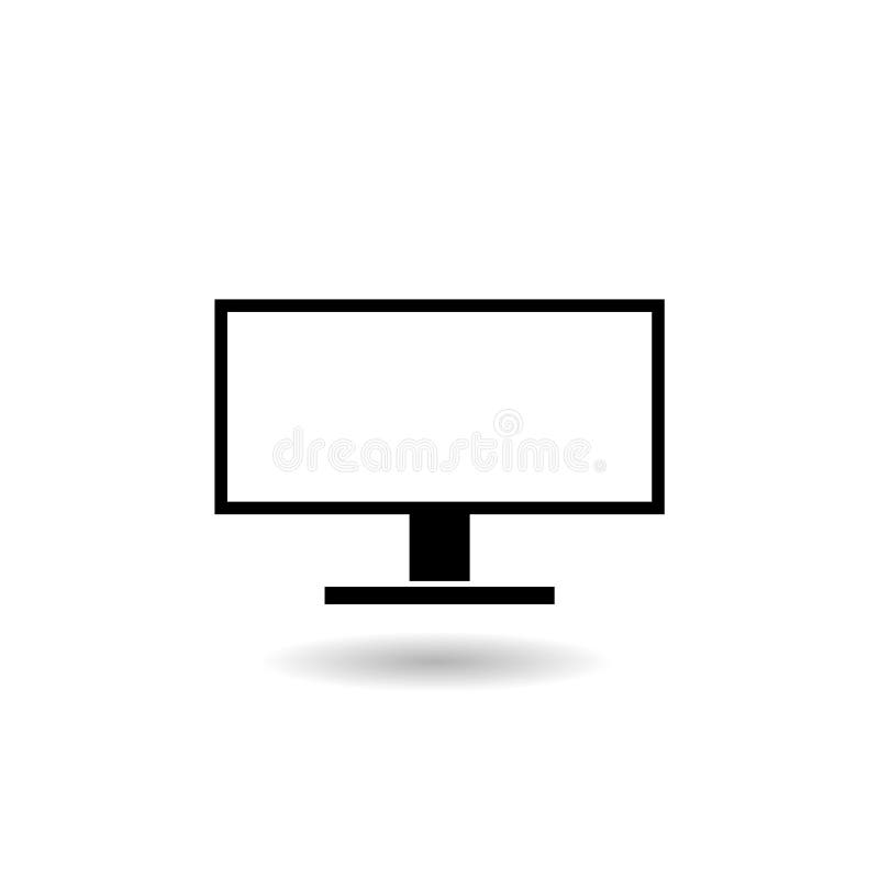 Computer Screen Icon Logo with Shadow Stock Vector - Illustration of ...