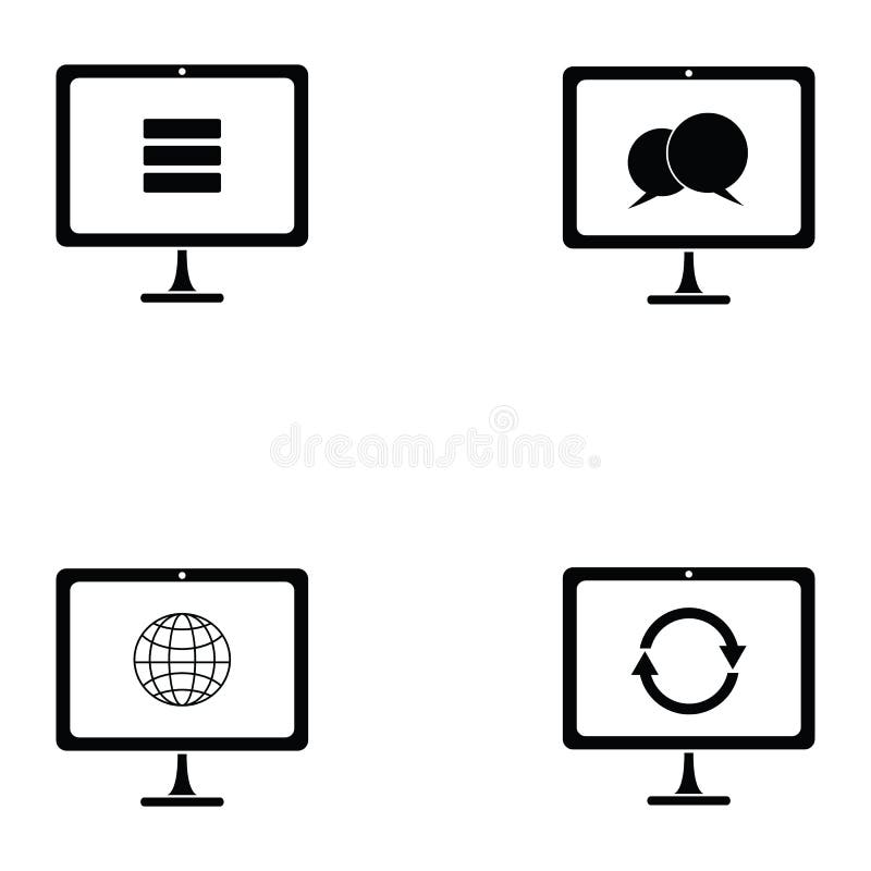 Computer screen icon set stock vector. Illustration of mail - 107347270
