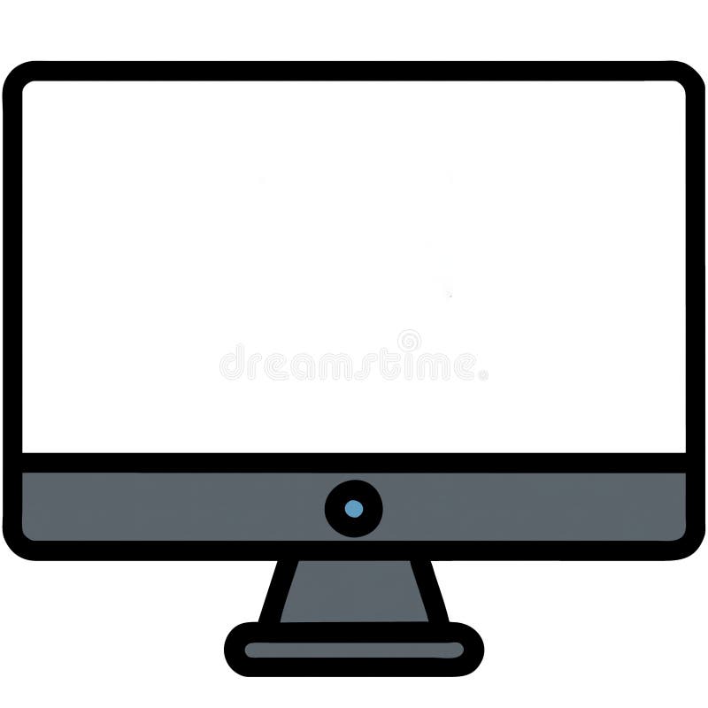 Computer Screen Icon on White Background. Stock Illustration ...