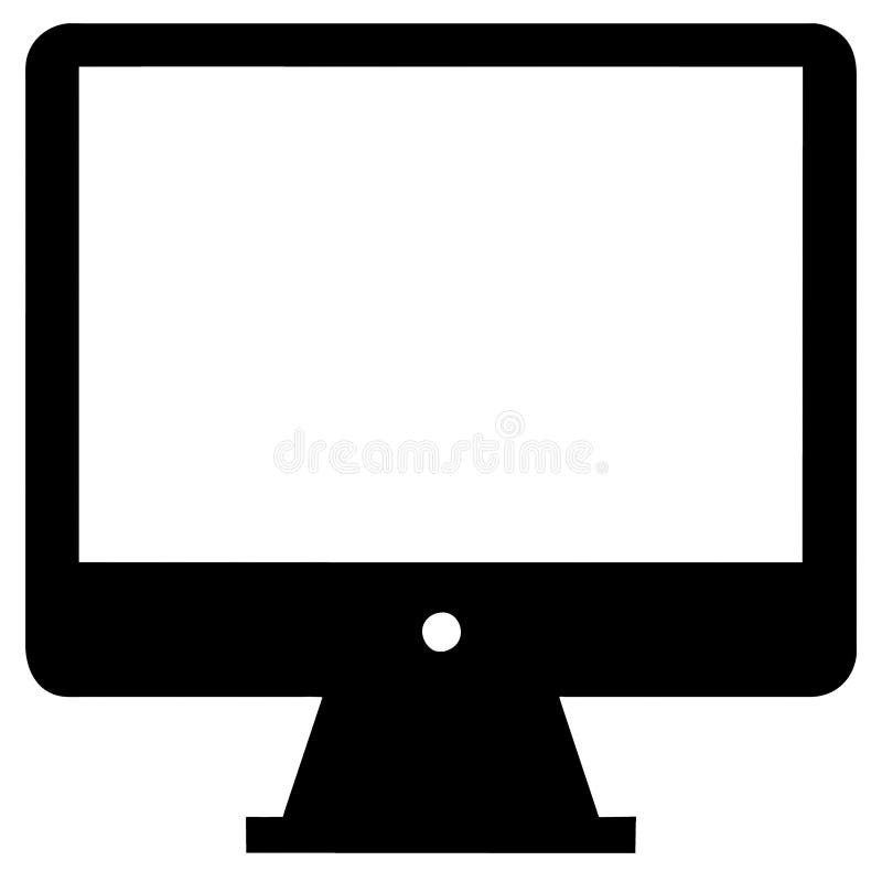 Computer Screen Icon on White Background. Stock Illustration ...
