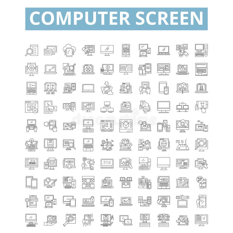 Computer Screen Icons, Line Symbols, Web Signs, Vector Set, Isolated ...