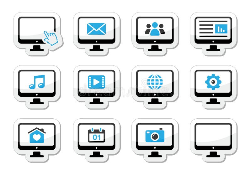 Computer Screen, Tablet, and Smartphone Icons Stock Illustration ...