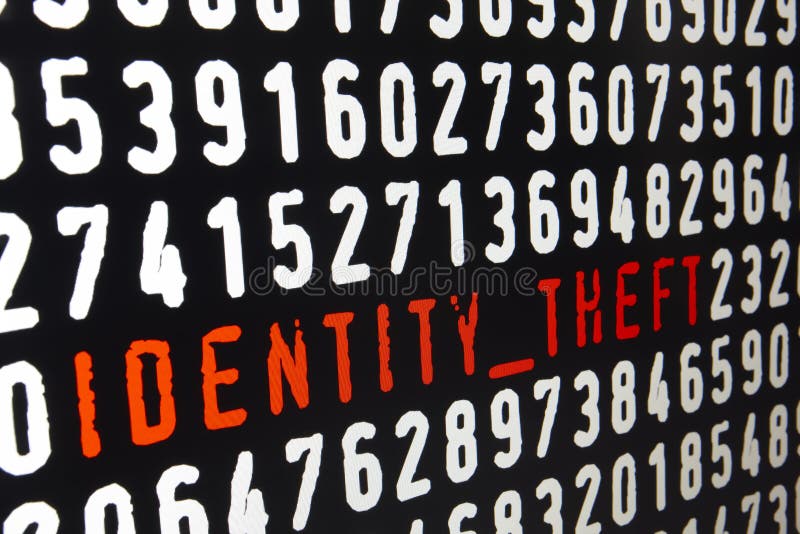 Computer Screen with Identity Theft Text on Black Background Stock ...