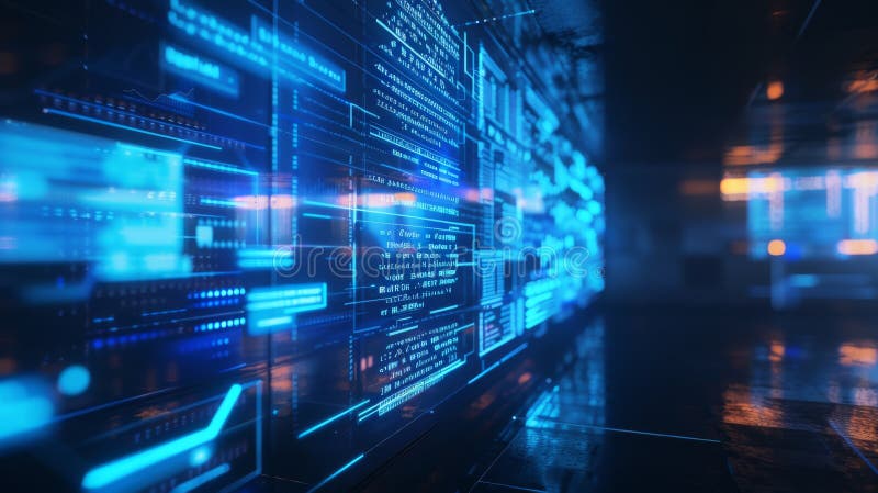 Computer Screen Illuminated in Dark Room Stock Illustration ...