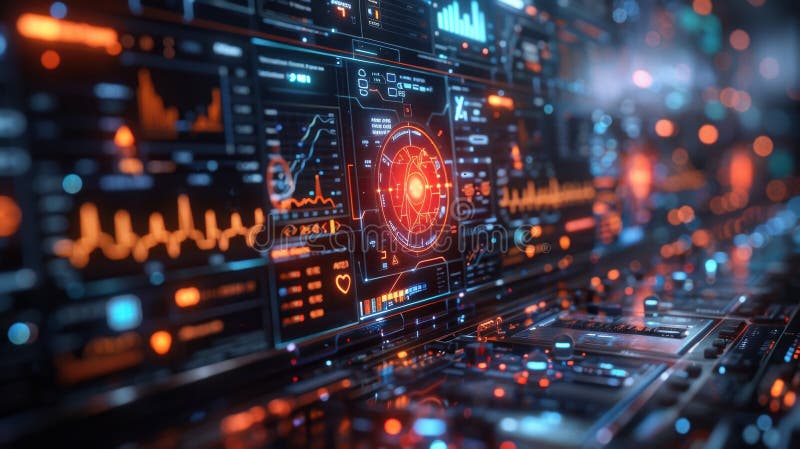 Computer Screen Illuminated by Red Light Stock Photo - Image of running ...