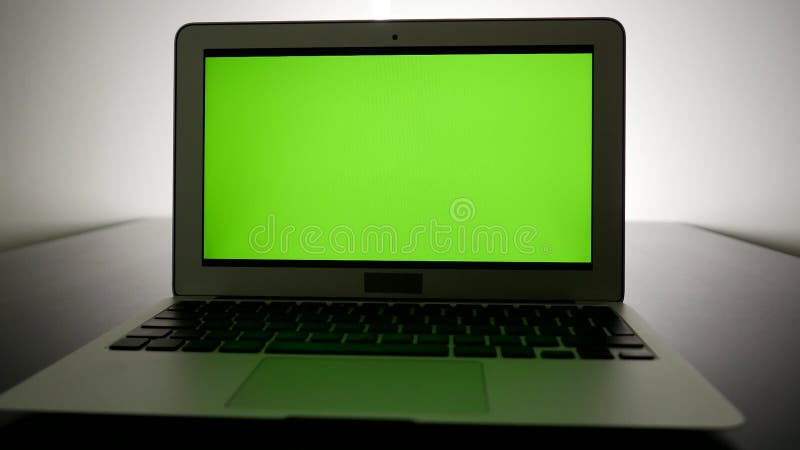 Computer Screen Isolated on Green-Screen Background Chroma Key in City ...