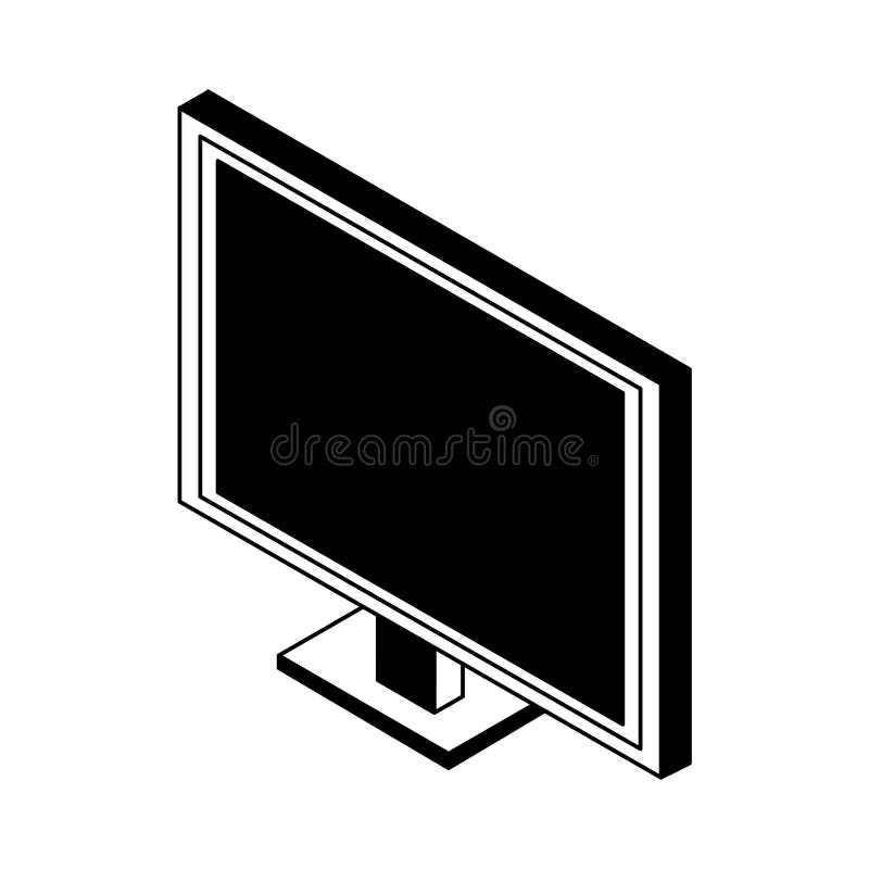 Computer Screen Isometric Symbol in Black and White Stock Vector ...