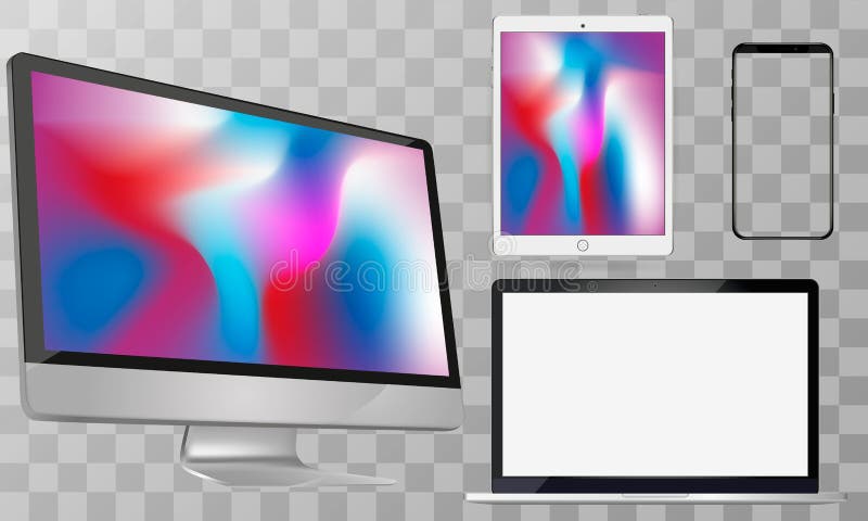 Computer Screen, Laptop, Tablet PC, Smart Phone Vector Illustration ...