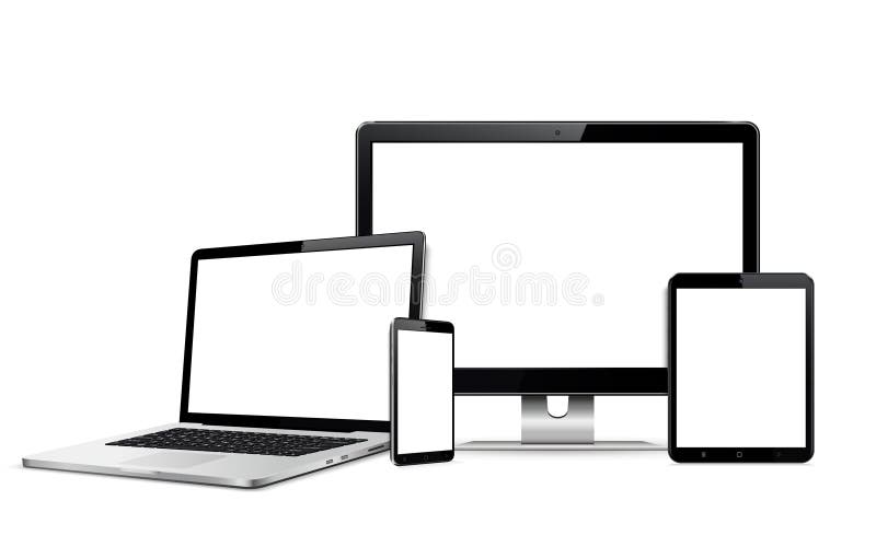 Computer Screen, Laptop, Tablet, Phone Mock Up Stock Vector ...