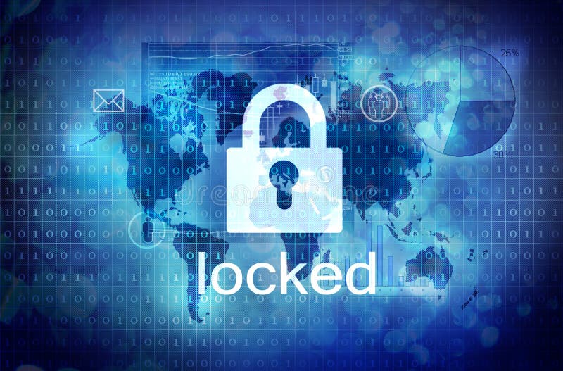 Computer Screen with Locked Padlock Stock Illustration - Illustration ...