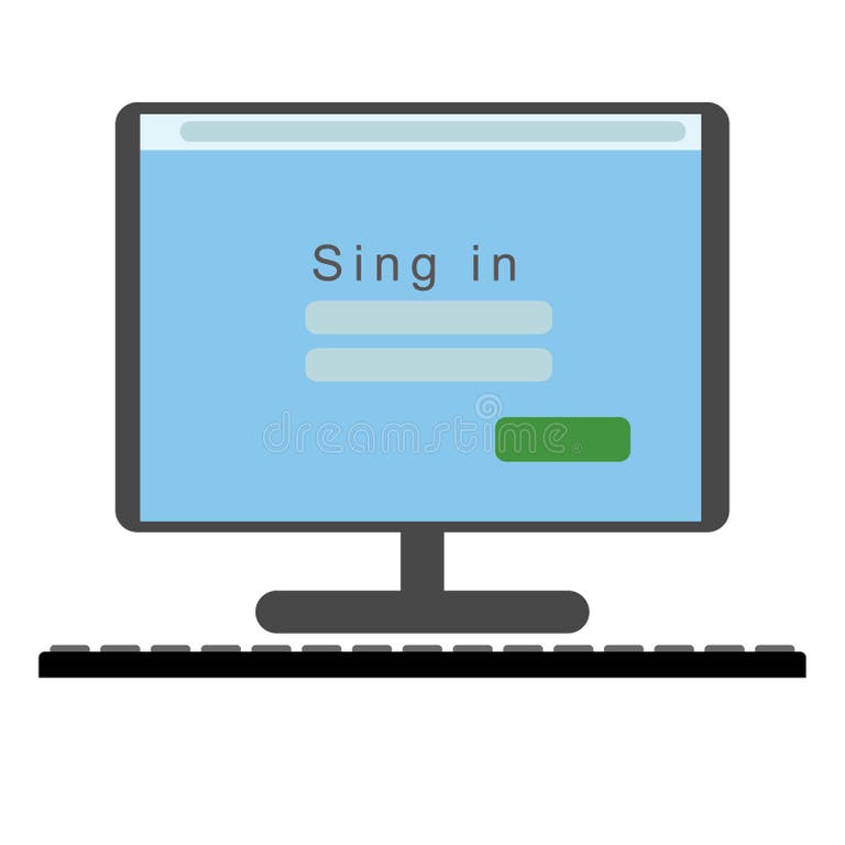 Computer Screen with Login and Password. Vector Illustration Stock ...