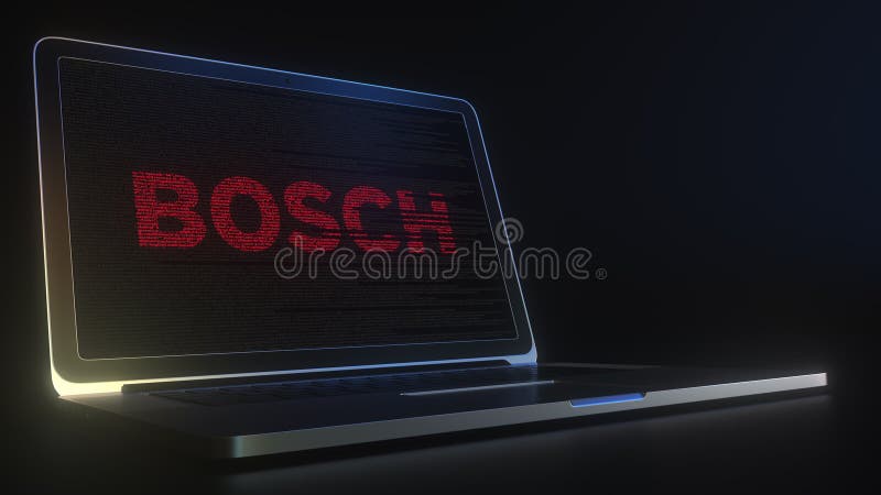 Computer Screen with the Logo of BOSCH Made with Source Code. Editorial ...