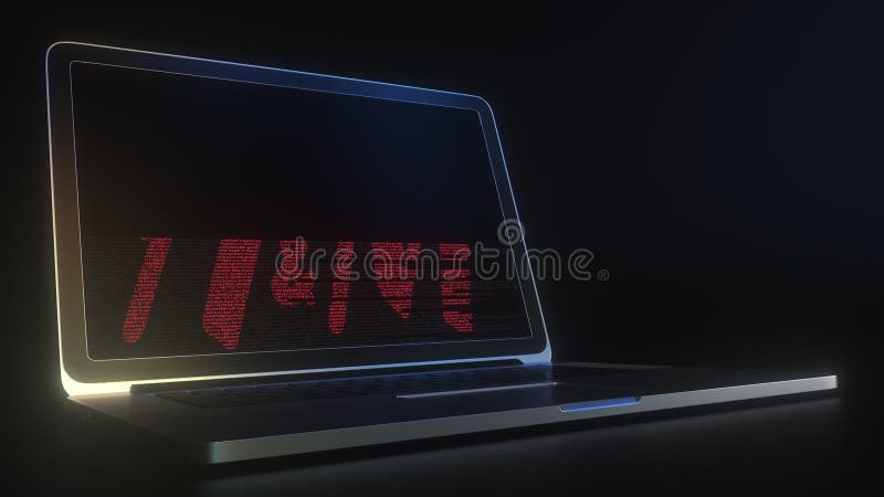 Computer Screen with the Logo of HM Made with Source Code. Editorial ...