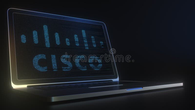 Computer Screen with the Logo of CISCO Made with Source Code. Editorial Conceptual 3d Rendering ...