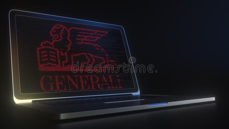 Computer Screen with the Logo of GENERALI Made with Source Code. Editorial Conceptual 3d ...