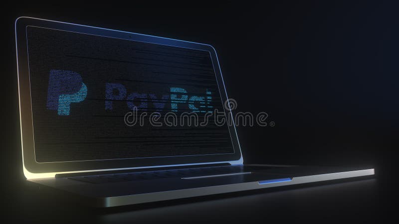 Computer Screen with the Logo of PAYPAL Made with Source Code. Editorial Conceptual 3d Rendering ...