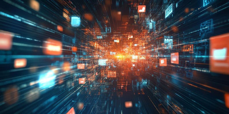 A Computer Screen with a Lot of Different Icons and a Bright Orange ...