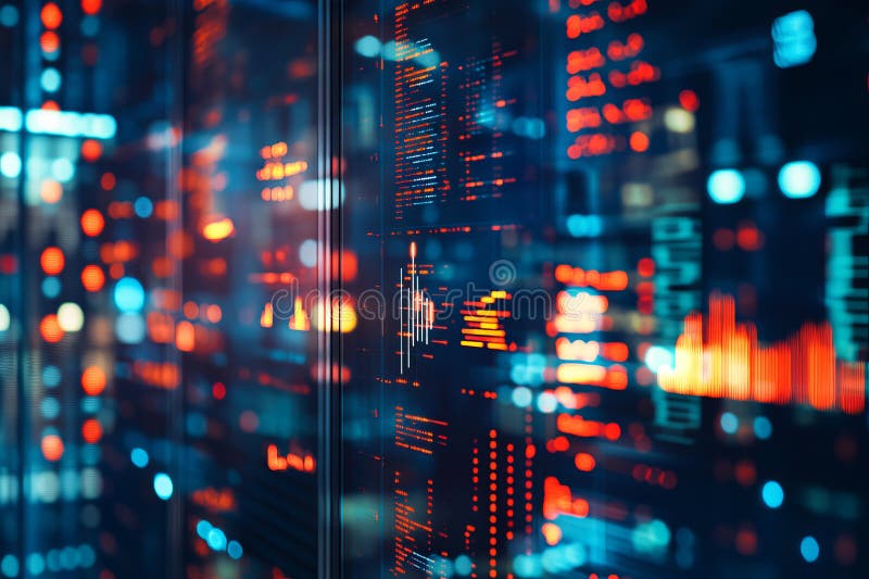 A Computer Screen with a Lot of Numbers and Lines Stock Illustration ...