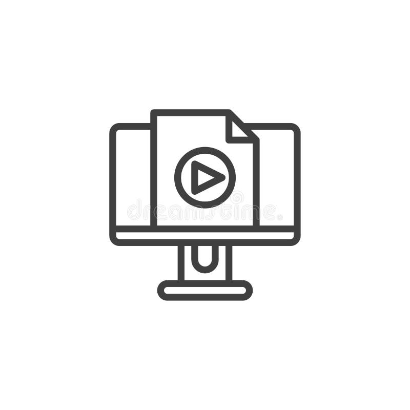 Computer Document Line Icon Stock Vector - Illustration of editable ...