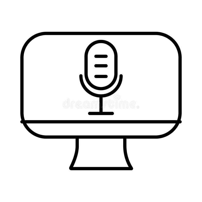 Computer Screen with Microphone Icon Stock Vector - Illustration of ...