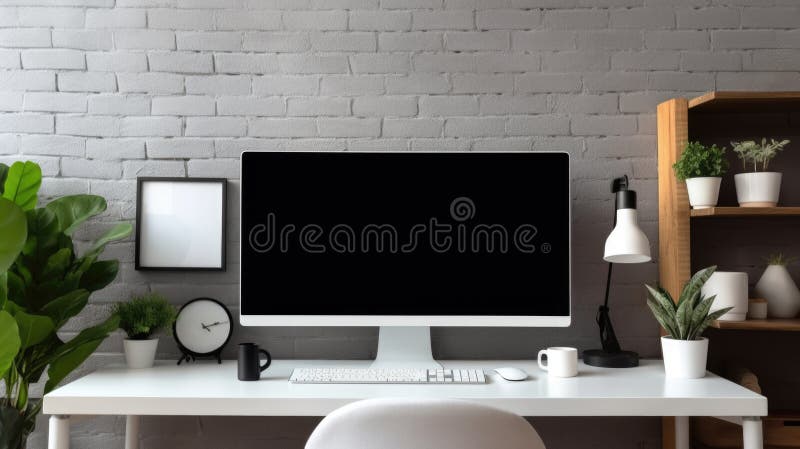 A Computer Screen Mockup Integrated into a Trendy Interior, Reflecting ...