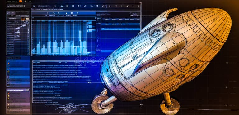 Computer Screen with Model of Spaceship. Generative AI Stock Image ...