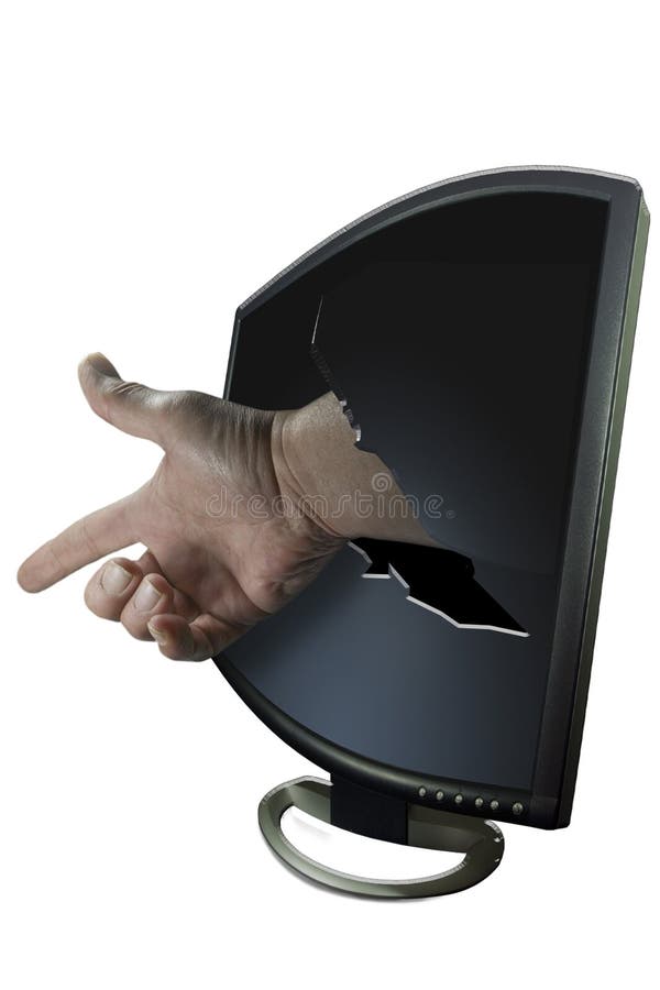 Computer Screen Monitor Hand Stock Image - Image of computation, array ...