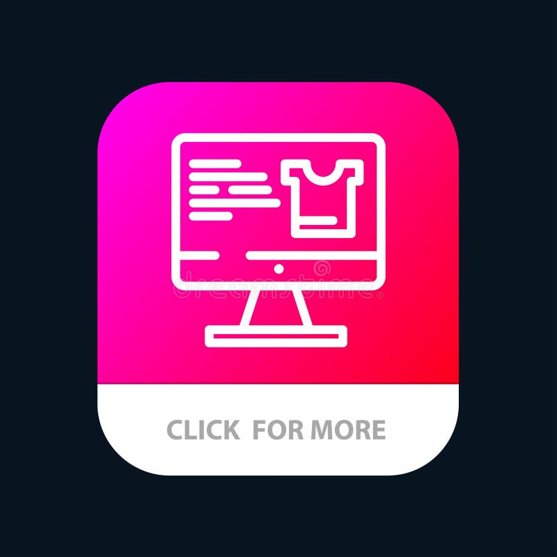 Computer Screen Monitor Shopping Mobile App Button Android And Ios Line Version Stock Vector