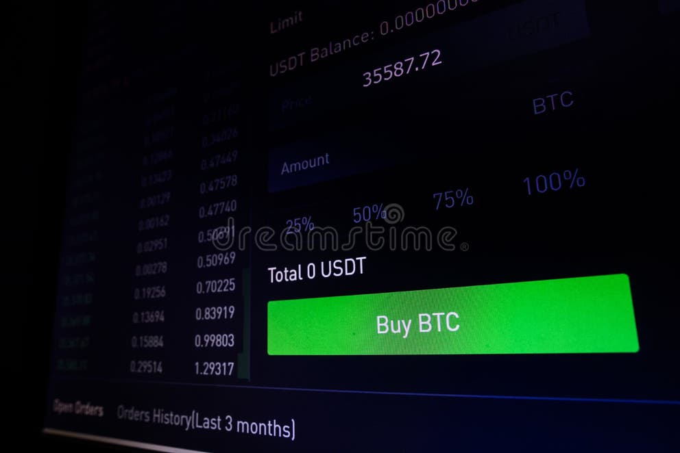 Computer Screen with the Mouse Cursor on the Buy Bitcoin Button ...
