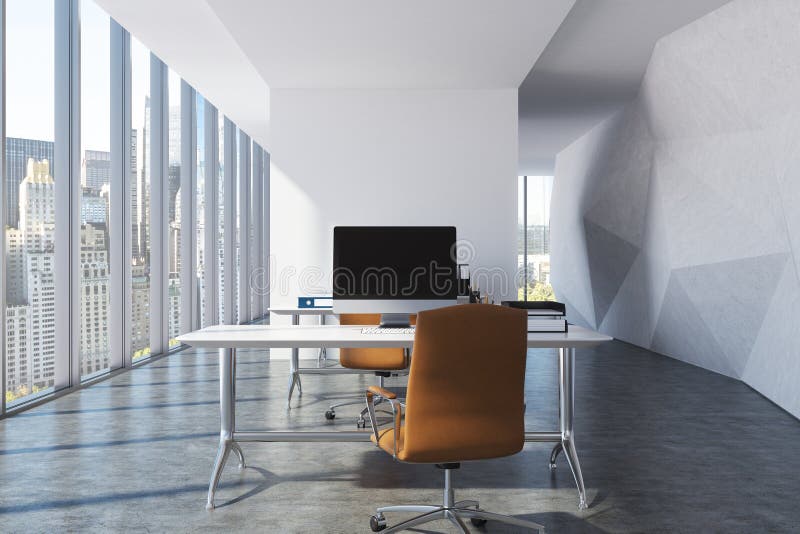 Computer Screen in a New Office Stock Illustration - Illustration of ...