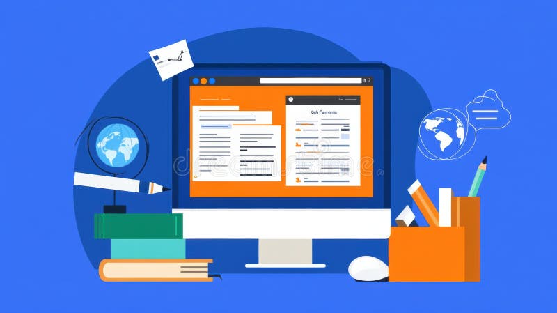 Global Online Learning stock illustration. Illustration of resources ...