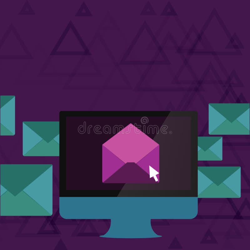 Computer Screen with Open Color Envelope and Small Arrow. Several ...