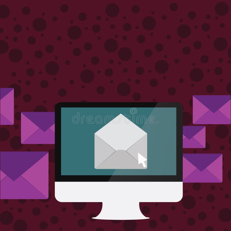 Computer Screen with Open Color Envelope and Small Arrow. Several ...