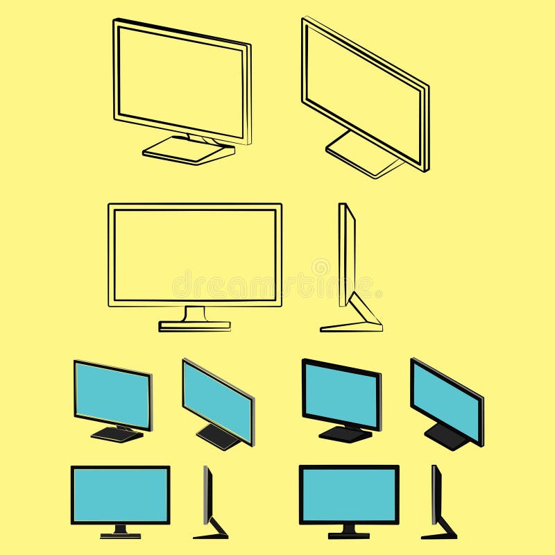 Computer Screen Outline Like a Brushstrokes Stock Vector - Illustration ...