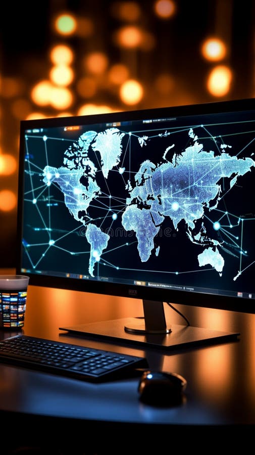 Computer Screen Displays Captivating Blue Digital Binary Data Backdrop ...