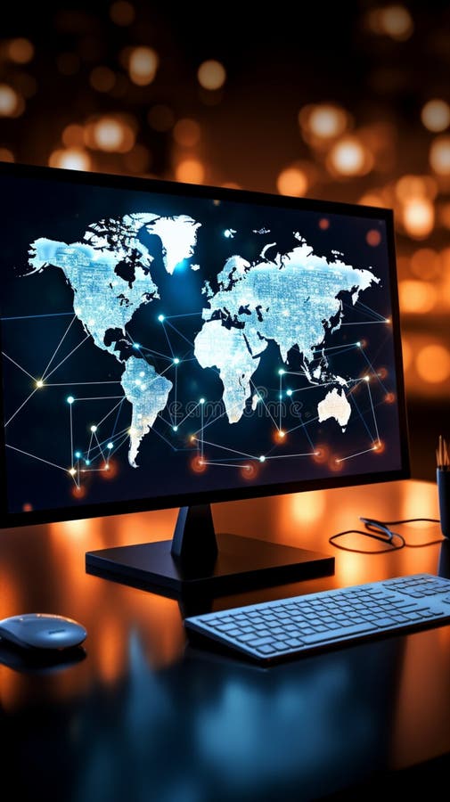 Computer Screen Displays Captivating Blue Digital Binary Data Backdrop ...