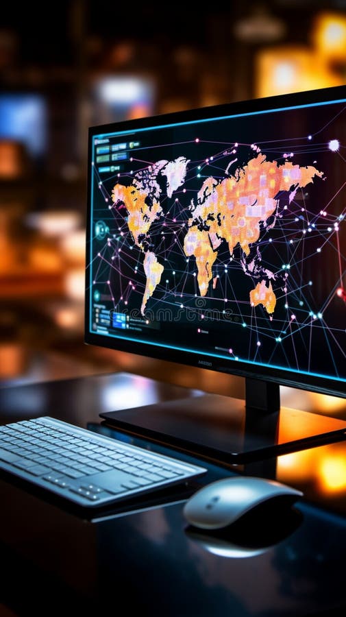 Computer Screen Displays Captivating Blue Digital Binary Data Backdrop ...