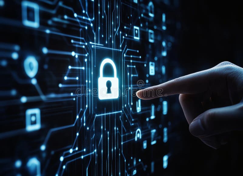 On a Computer Screen, a Person is Touching a Padlock and There is an ...