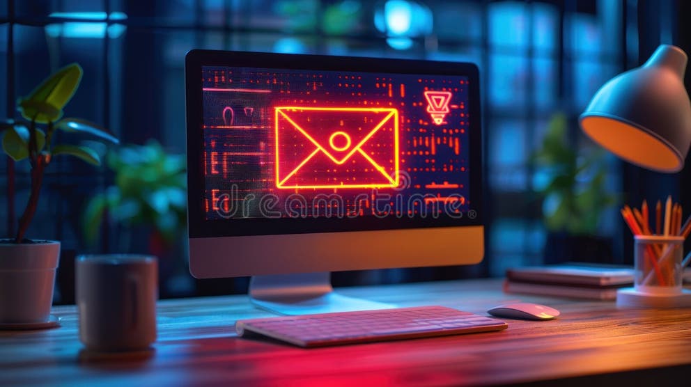 A Computer Screen with a Phishing Email Warning, Highlighting the ...