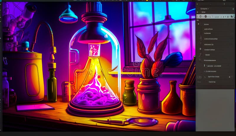 Computer Screen with Picture of Lab with Purple Substance in it ...