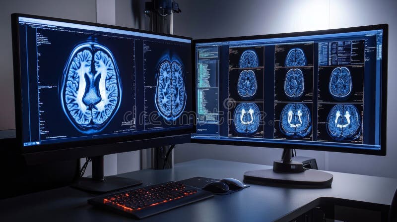 Computer Screen Presents a Detailed Visual Representation of a Brain ...