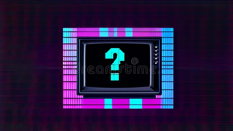 A Computer Screen with a Question Mark and a Glitchy Background Stock ...