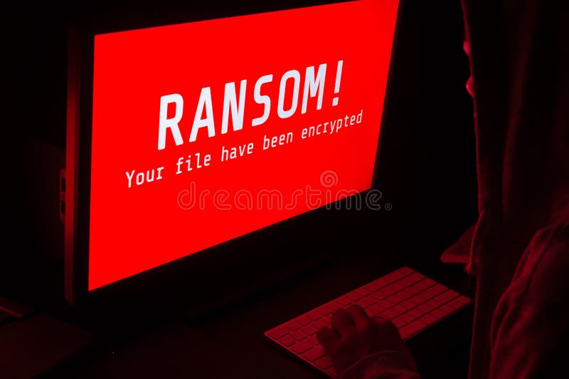Computer Screen with Ransomware Attacks Alert in Red and a Man K Stock ...