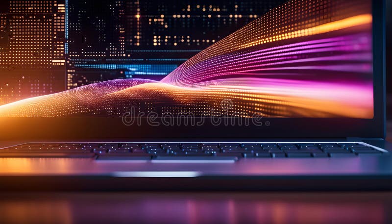 Computer Screen with Running Program Code, Close-up of Computer ...