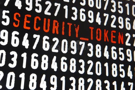 Computer Screen with Security Token Text on Black Background Stock ...