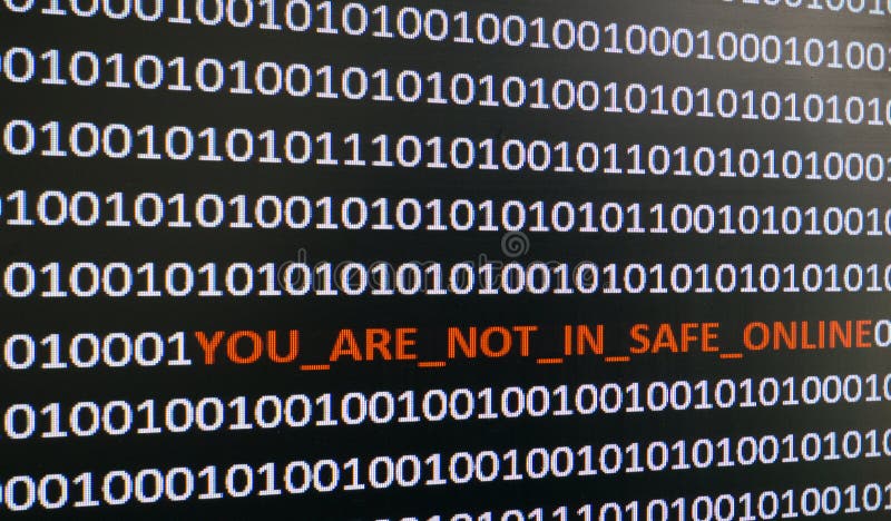 Computer Screen Shot with Binary Code and Warning Text, Concept for Computer, Technology and ...