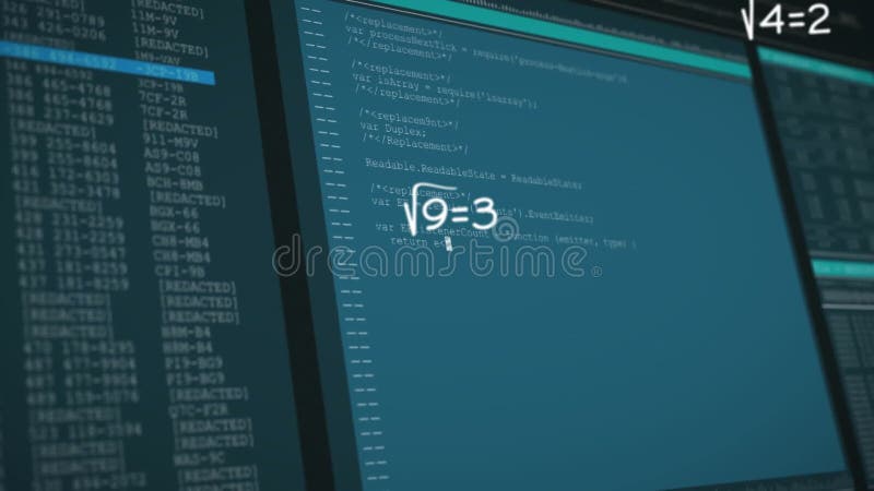 Computer Screen Showing Animation Of Coding Interface With Mathematical 3825