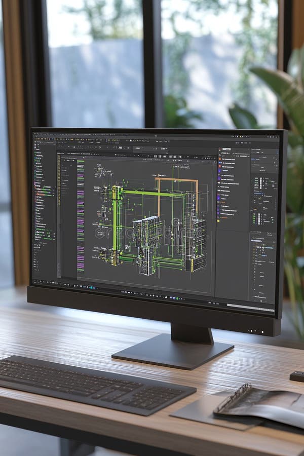 Computer Screen Showing a CAD Design of an Energy-efficient Power ...